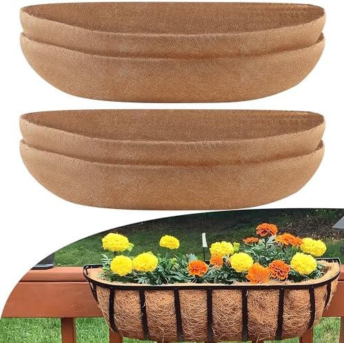 Sinimaka Coco Liners for Planters 24 Inch, 4 Pack Trough Window Box ...