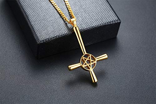 Snapklik.com : Inverted Pentagram Cross Necklace Stainless Steel Upside ...