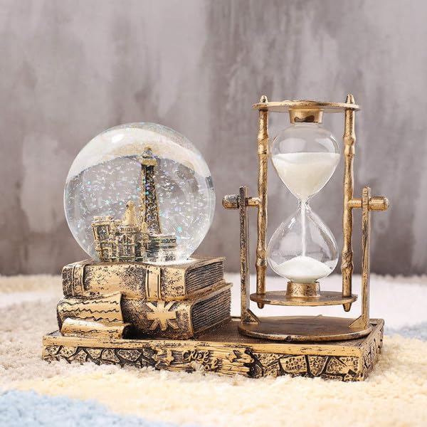 HEYOL Crystal Snow Globe with Hourglass Timer, LED Light Musical Globe ...