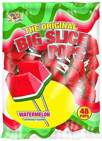 Amazon.com : Big Slice Lollipops Watermelon Flavor (48 count) : Suckers ...