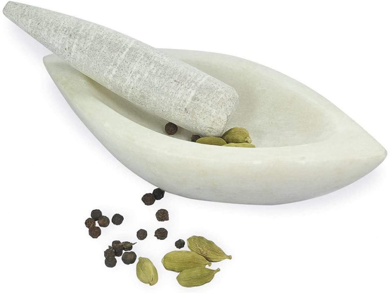 White Marble Imam Dasta Mortar And Pestle Set Ohkli Musal | Desertcart ...