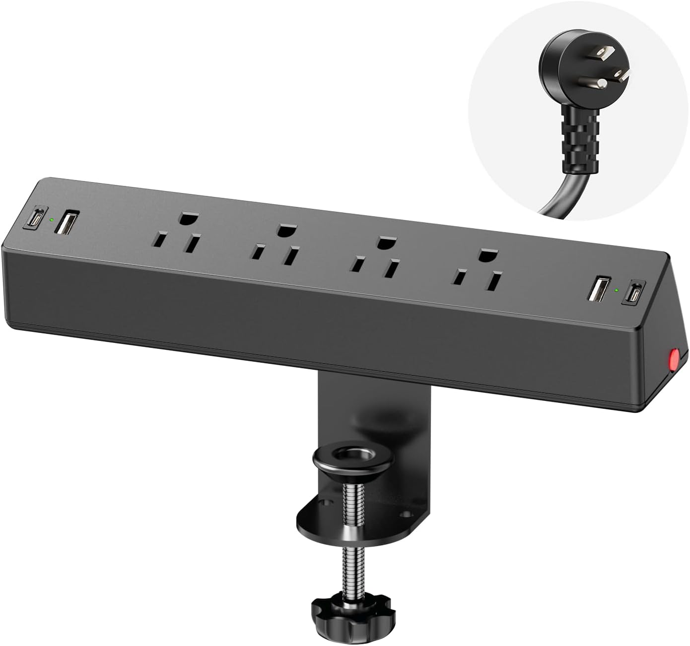 Amazon.com: Desk Clamp Surge Protector, 10 FT Extension Cord, Fast ...
