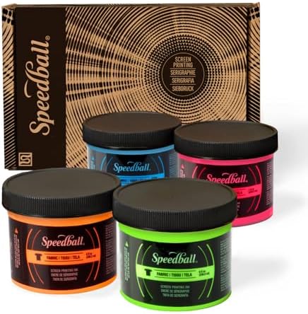 Speedball Fabric Screen Printing Ink Set, 4oz Fluorescent Colors: Hot ...