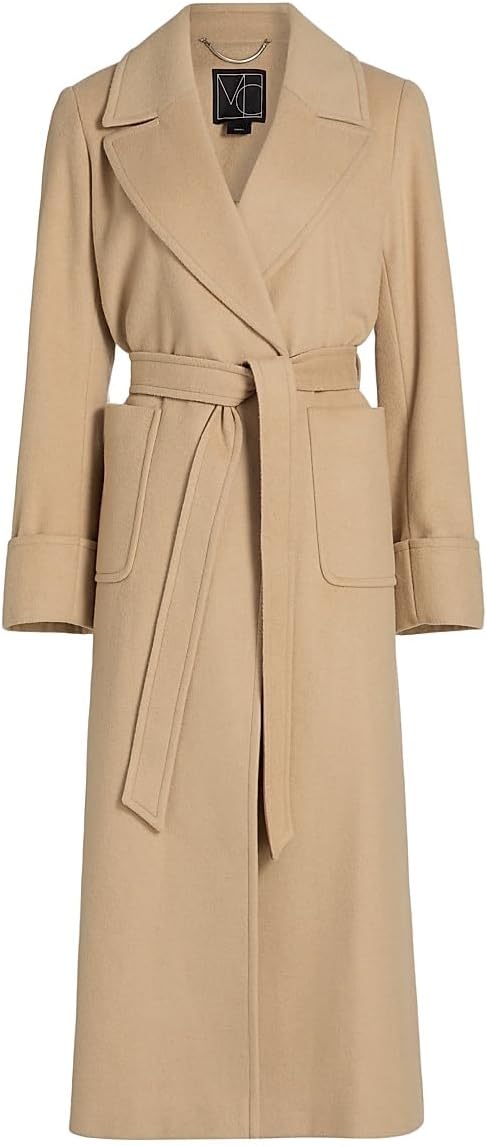 Amazon.com: Mercer Collective, Belted Wool-Blend Coat, X-Small, Camel ...