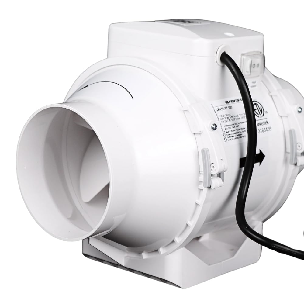 VENTS-US TT 100 4 inch inline fan for ducting with high static pressure ...