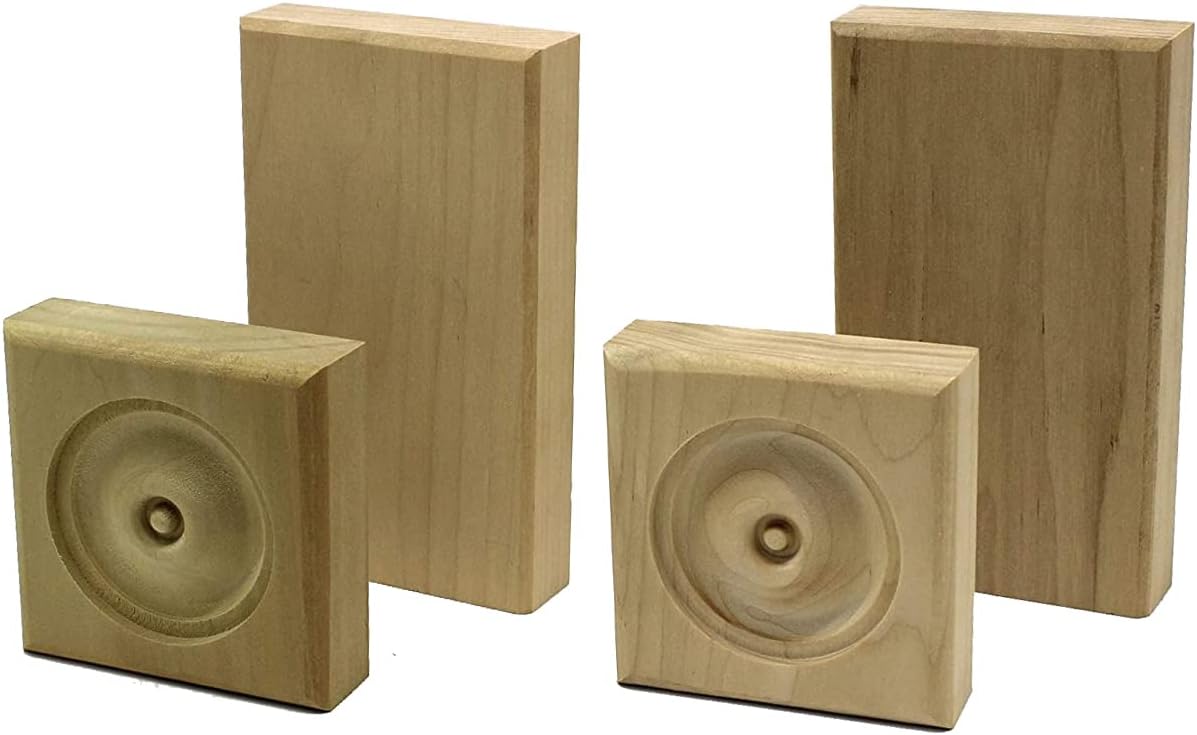 Amazon.com: Set of 1" x 3 1/2" x 3 1/2" Poplar (Paint Grade) Rosette ...