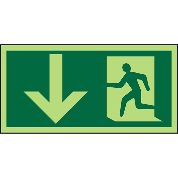 Buy Seco Fire Exit - Arrow Pointing Down & Man Running Left Pictogram ...