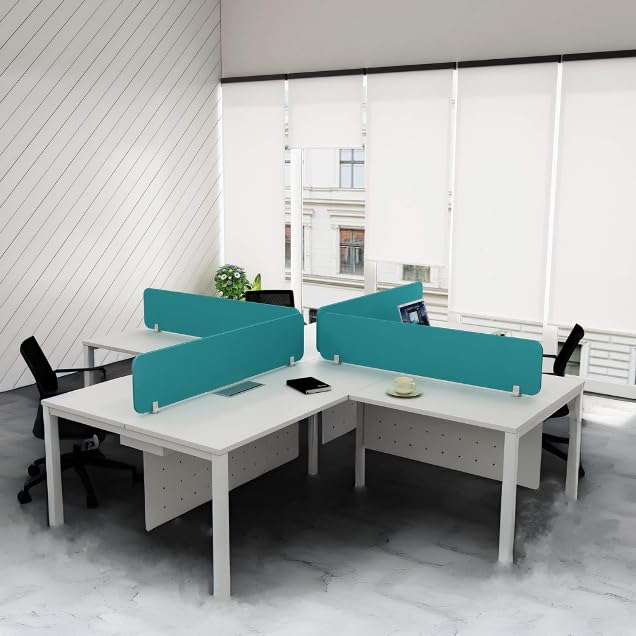 Deskio Plus Shape Workstation with Both Side Privacy Screen and Modesty ...