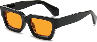Amazon.com: SHEEN KELLY Retro Thick Narrow Rectangular Sunglasses For ...