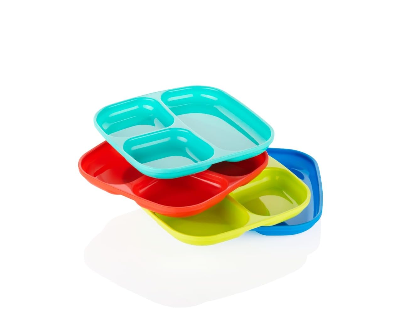 Buy Puno Set of 4 Plastic Food Plate with Partitions/Unbreakable Snack ...