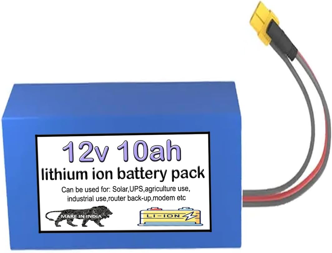 12V 10Ah (10000mah) Rechargeable Lithium Ion (NMC) Battery Pack with 1 ...