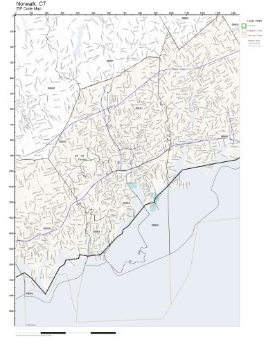 Amazon.com : ZIP Code Wall Map of Norwalk, CT ZIP Code Map Laminated ...