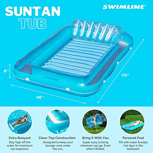 Swimline Suntan Tub Inflatable Pool Lounger (Blue) - Want It All