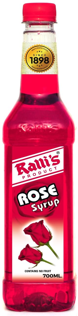 Ralli's Rose Syrup Sharbat 700ml | Refreshing Drink with Milk, Soda, or ...