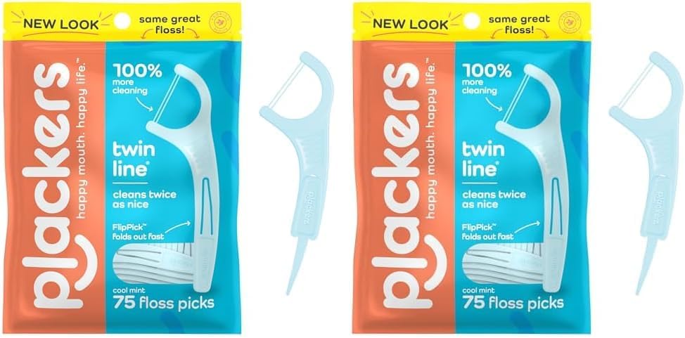 Amazon.com : Plackers Twin-Line Dental Flossers, Cool Mint Flavor, Dual ...