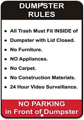 Amazon.com : Dumpster Rules Security Sign Vinyl Sticker Decal 8 ...