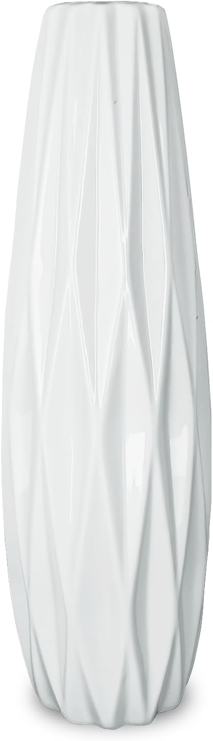 Amazon.com: TDIAVH White Ceramic Flower Vase,12 Inch Tall Modern ...