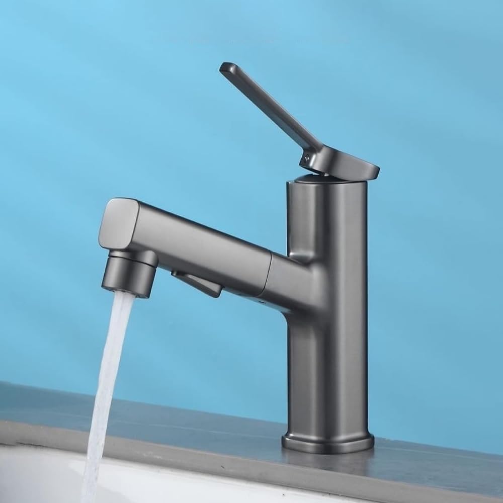 Bathroom Sink Faucet with Pull Out Sprayer with 360° Rotating Spout ...