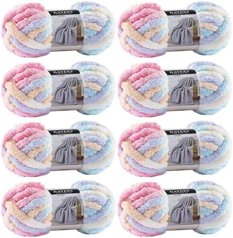 Amazon.com: HOMBYS Chunky Chenille Yarn for Hand Knitting,Super Bulky ...