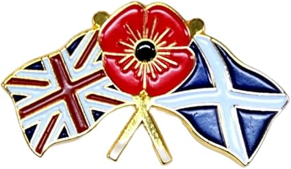 Union Jack & Scotland Poppy Badge Remembrance Brooch Pin - Metal Pin ...