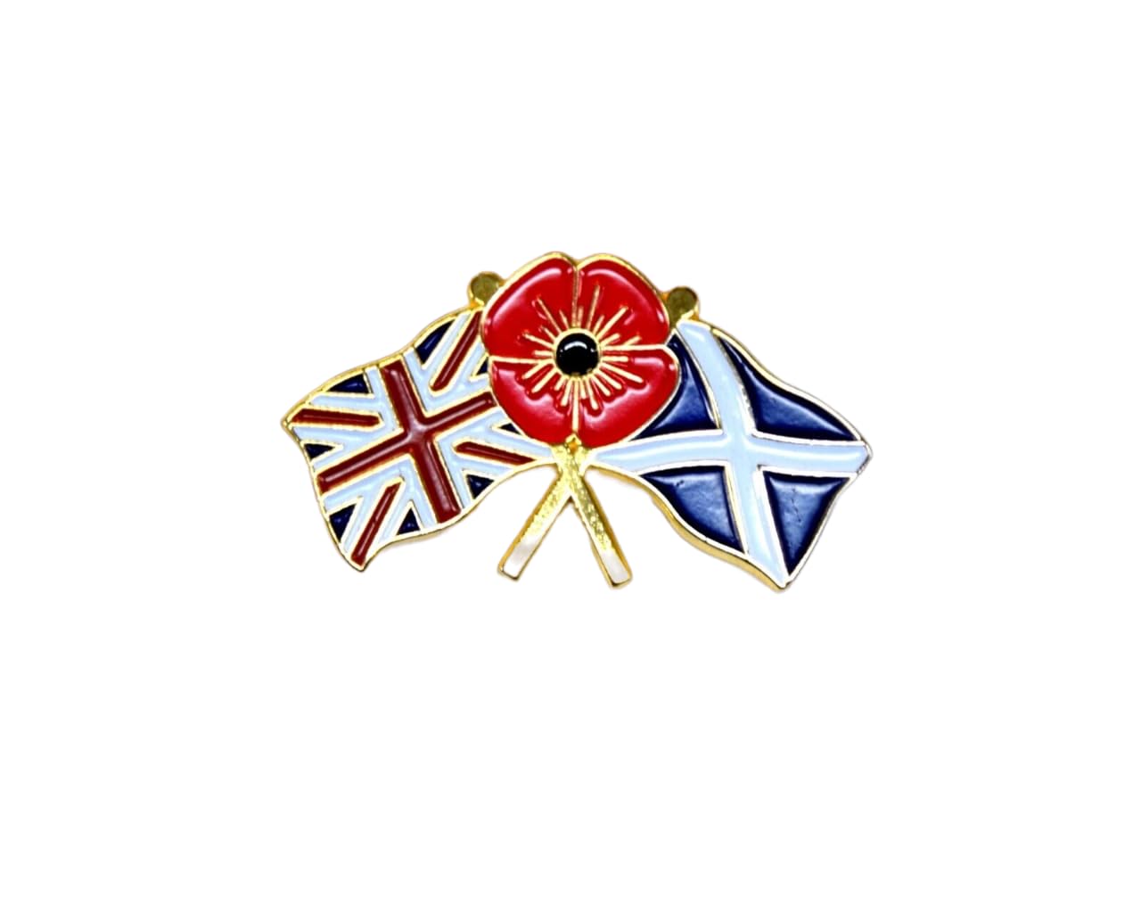 Union Jack & Scotland Poppy Badge Remembrance Brooch Pin - Metal Pin ...