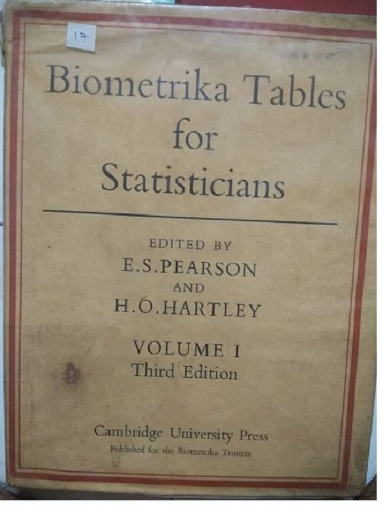 Buy Biometrika Tables for Statisticians: v. 1 Book Online at Low Prices ...