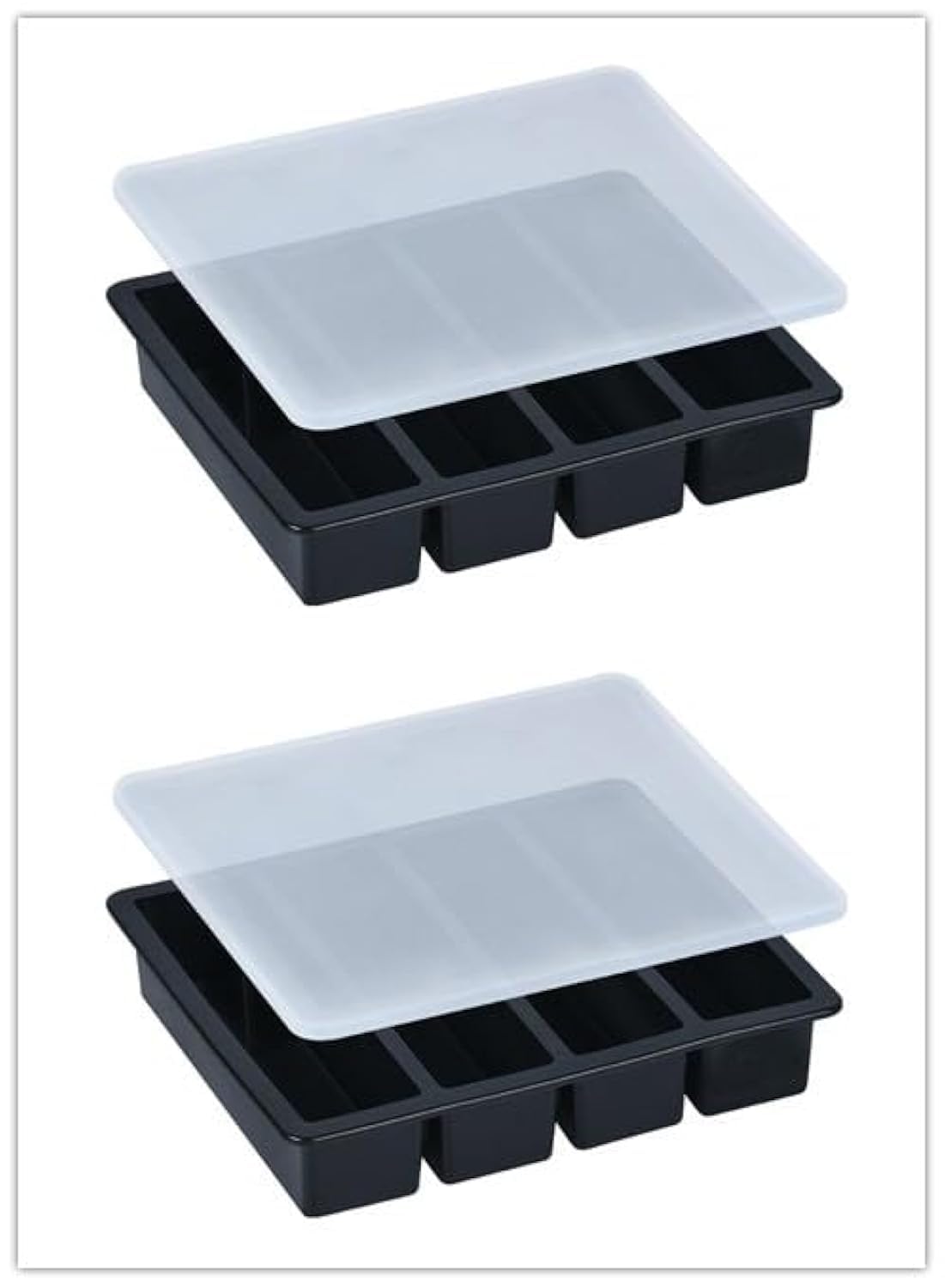 Amazon.com: LONGFITE Large and Long Ice Cube Tray 2 Pack Silicone ...