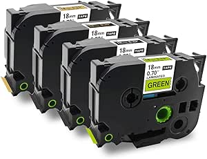 Amazon.co.jp: HeeMaa ブラザー互換 P-Touch用 幅18mm 長さ8m TZe-741 緑地黒文字 TZe-345 黒地白文字 TZe-344 黒地金文字 TZe ...