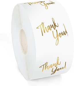 Amazon.com : Whaline 1000Pcs Clear Thank You Stickers Gold Round ...