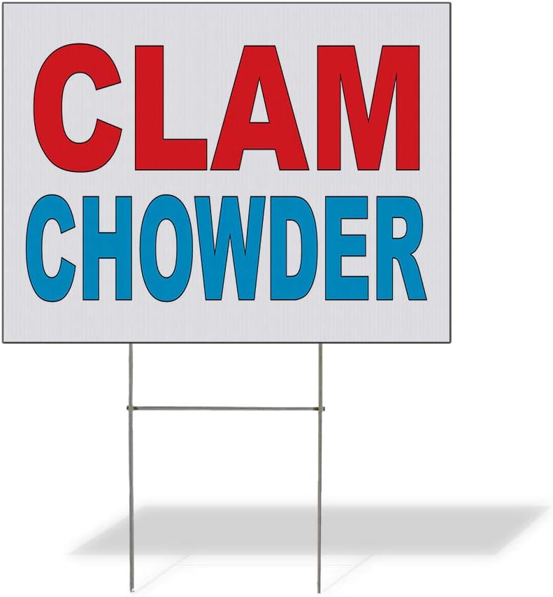 Weatherproof Yard Sign Clam Chowder Red Blue Food Bar Restaurant Truck ...
