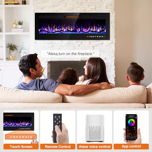 Snapklik.com : ALPACA 50 Smart WiFi Electric Fireplace Recessed, Wall ...