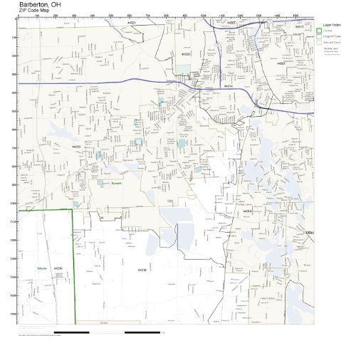ZIP Code Wall Map of Barberton, OH ZIP Code Map Laminated : Amazon.in ...