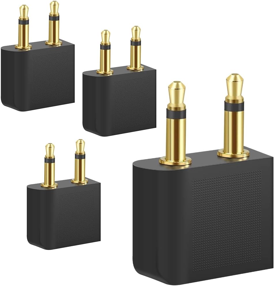 【4 Pack】 T Tersely Gold Plated Flight Airplane Headphone Audio Adapter ...