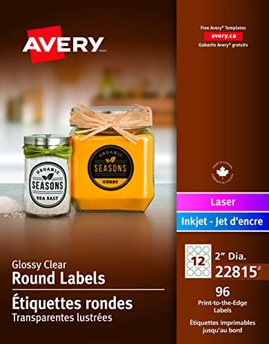 Avery Clear Glossy Round Labels, 2" Clear Round Labels, for Laser ...
