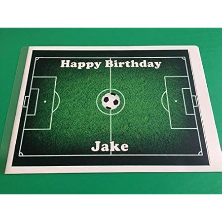 Personalised Football Pitch Cake Topper (A4 Easy Peel Icing) : Amazon ...