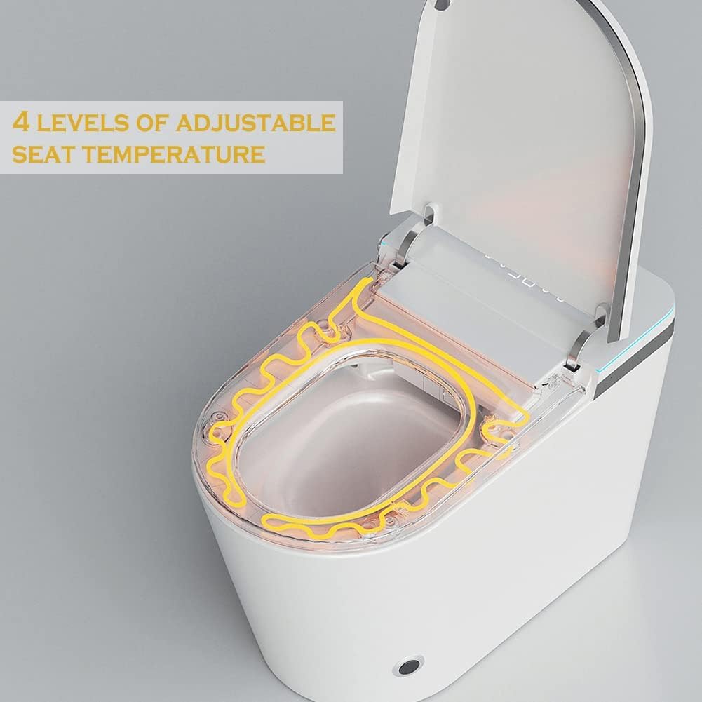 ZAHEES Smart Toilet with Foot Sensor Auto Flush, Heated Bidet Seat ...