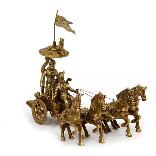 Buy Idol Collections Brass Krishna Arjun rath Idol Statue, Height : 19 ...