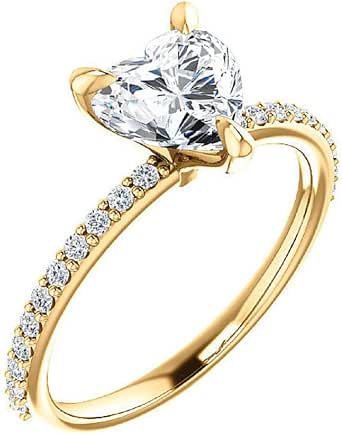 Amazon.com: 14K Solid Yellow Gold Handmade Engagement Ring, 3.00 CT ...