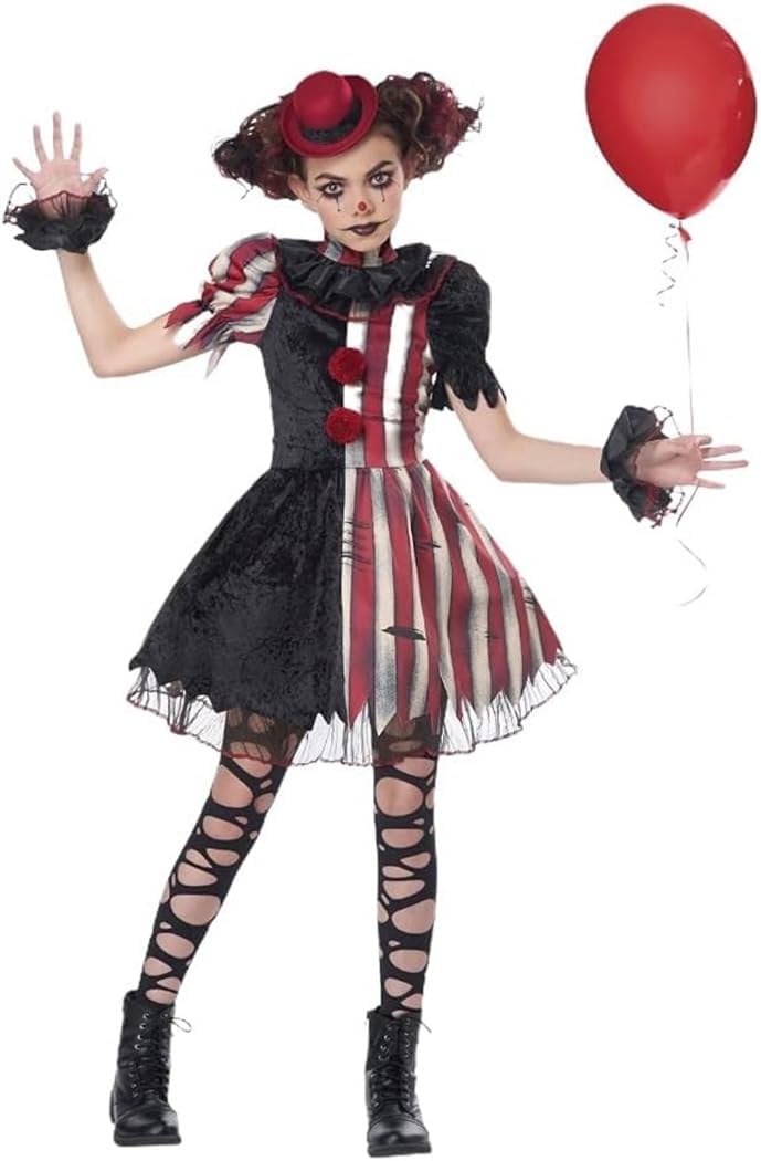 Amazon.com: Spirit Halloween Twisted Clown Costume Girls Scary Carnival ...