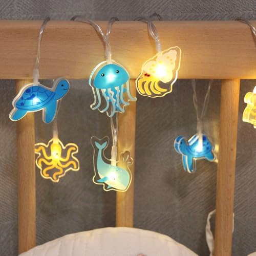 Sea Turtle String Lights, Summer Ocean Theme 20 LEDs Marine Animals ...