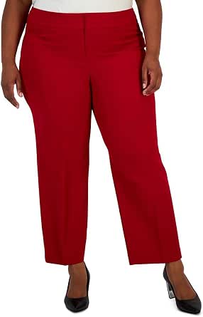 Kasper Women's Plus Size Mid-Rise Straight-Ankle Faux-Pocket Pants ...