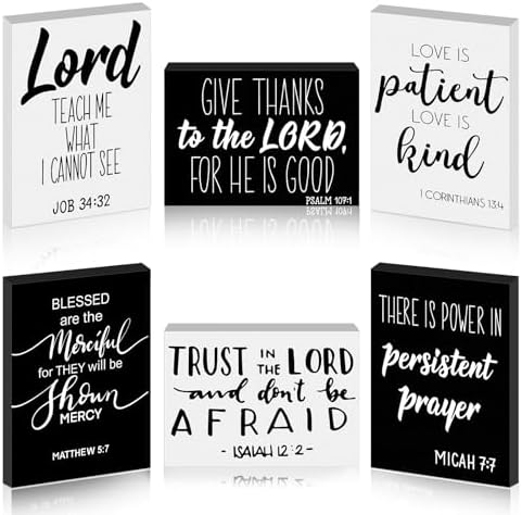 Amazon.com: Yalikop 6 Pcs Bible Verse Mini Wood Sign Christian Decor ...