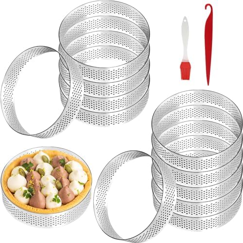 Amazon.com: 12Pack Tart Rings 3.15 Inch Perforated Tart Ring Stainless ...
