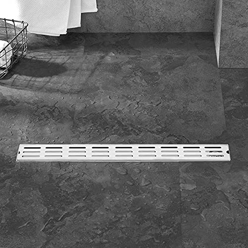 PrimeMatik – 60x10cm floor drain gutter with matte stainless steel grid ...