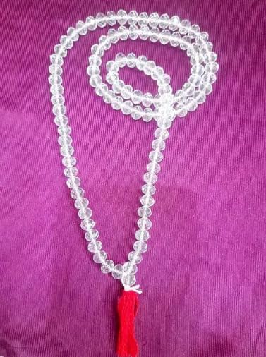 QUARA Gems Natural Sphatik Mala Diamond Cut Original Certified 108 ...