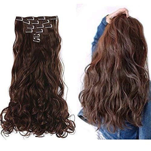 Women's 6 Pcs 14 Clips Based 26 inch Curly/Wavy High Temperature ...