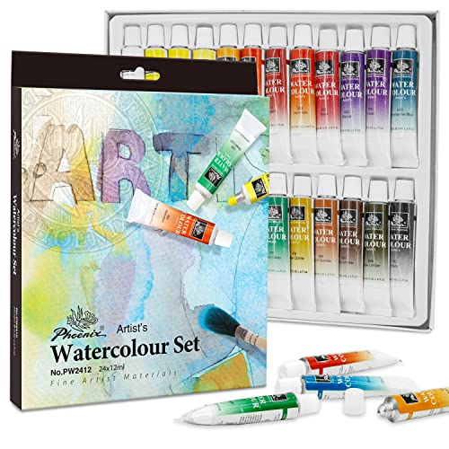 Snapklik.com : PHOENIX Watercolor Paint Set 24x12ml / 0.4 Fl Oz Tubes ...