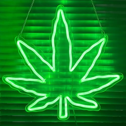 Amazon.com: Engree 20 inch Green Leaf Neon Sign, Personalized Marijuana ...
