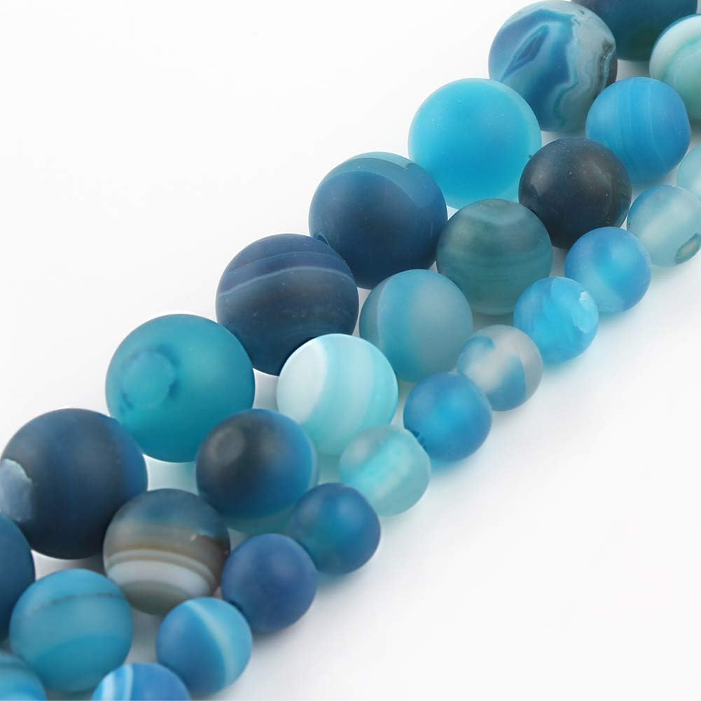 Amazon.com: Yochus 6mm Peacock Blue Dull Polish Matte Striated Agates ...