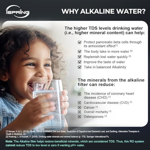 iSpring RCC7P-AK, 6-Stage Reverse Osmosis System Under Sink Alkaline ...